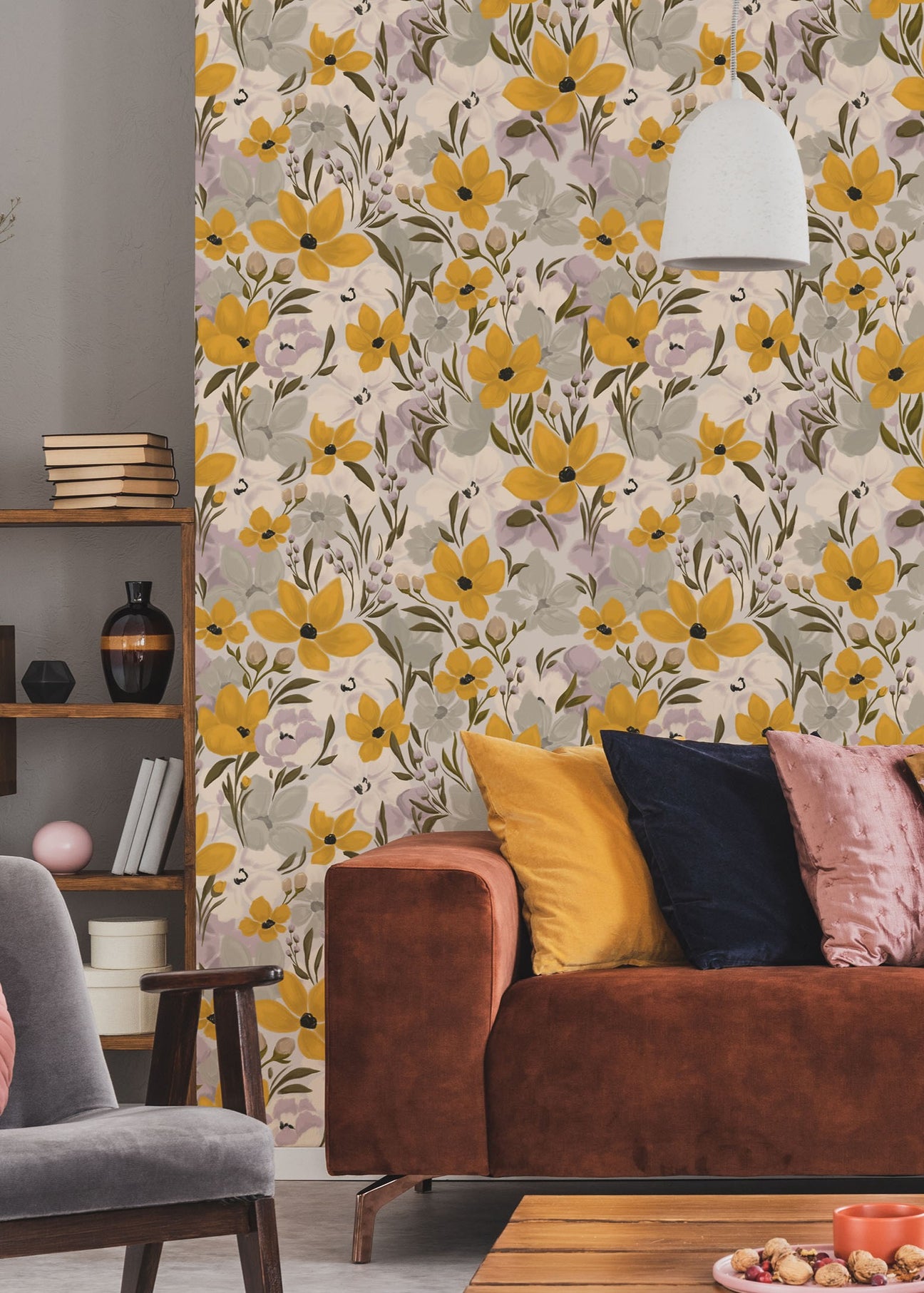 Marilla Yellow Floral Wallpaper