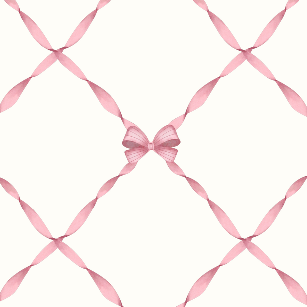 Pink Lattice Ribbon Wallpaper