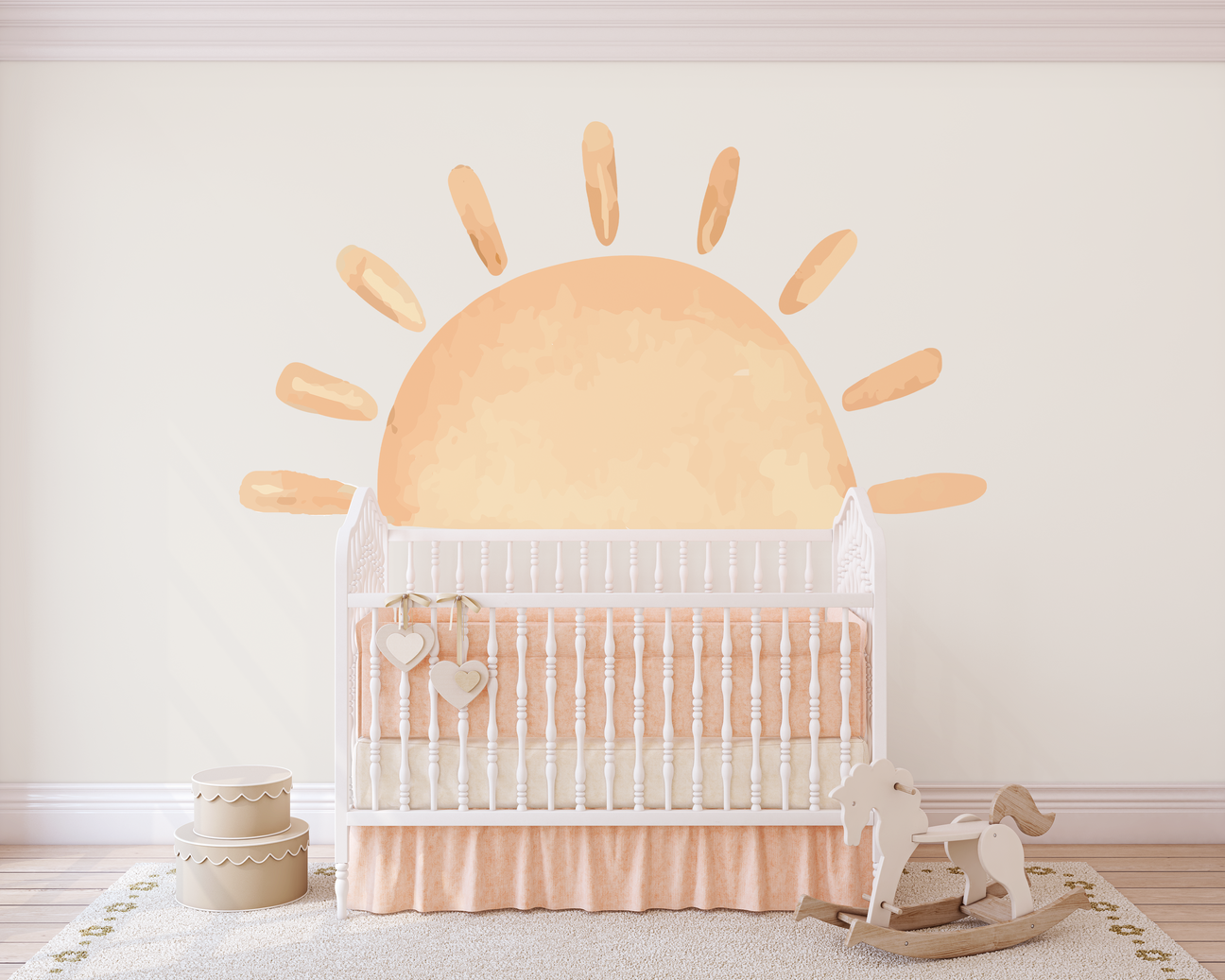 Watercolor Sun Wall Stickers for Kids Room, Baby Nursery