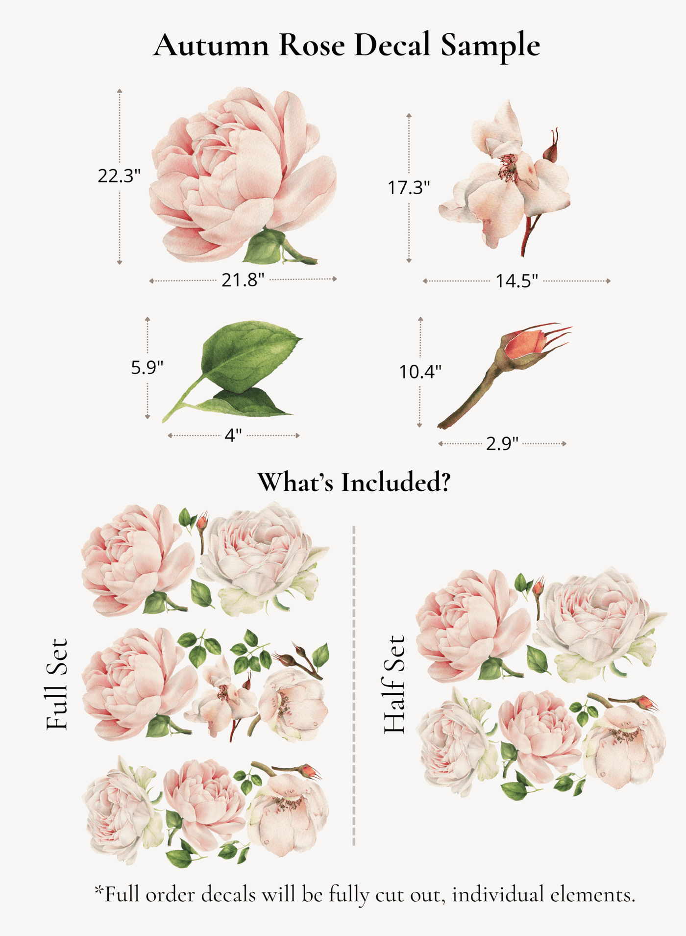 Autumn Rose Floral Wall Decals (Wall Stickers)