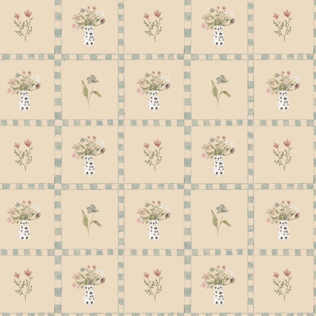 Cottagecore Wallpaper | Floral Vintage Tiles, Cozy Cottage Wallpaper