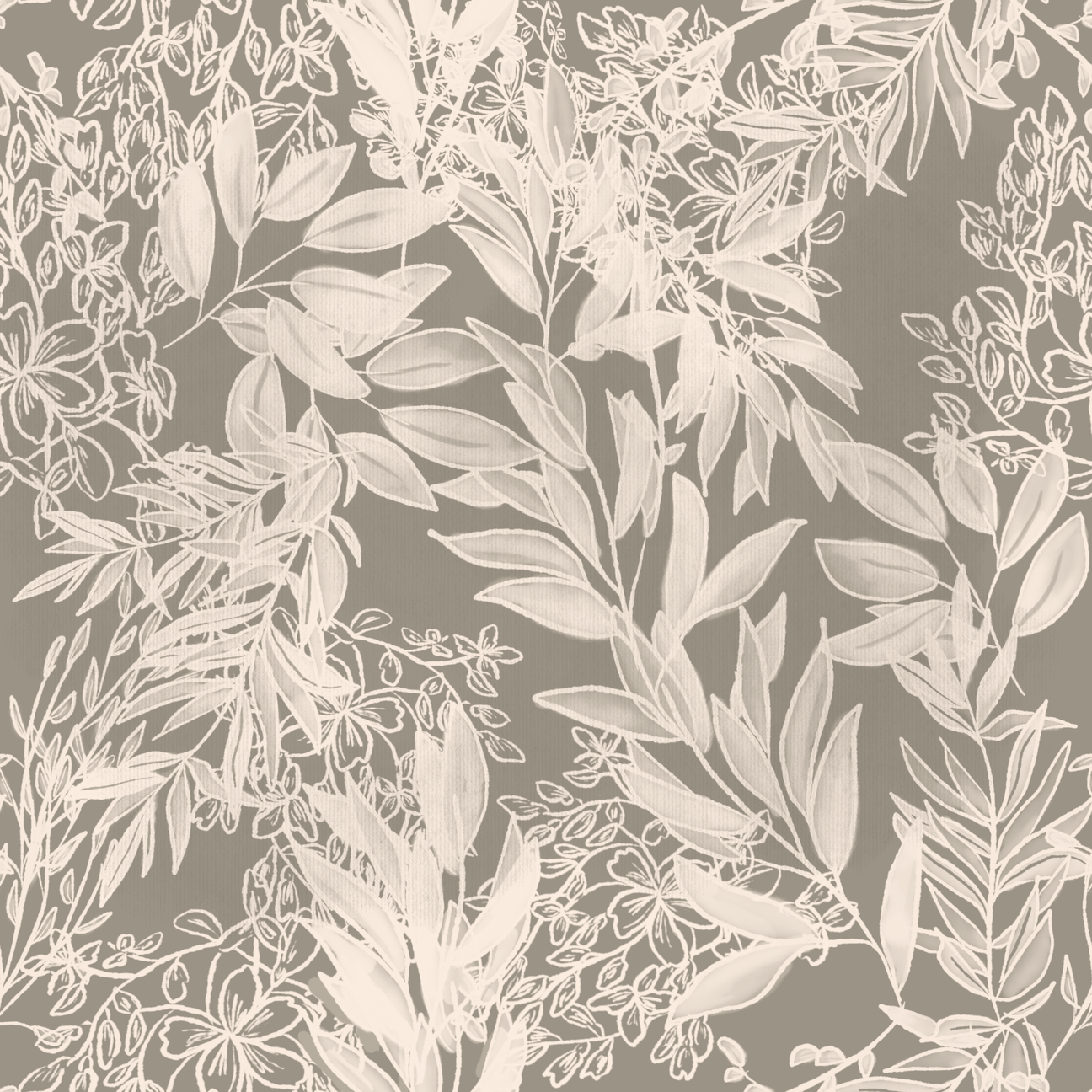 Neutral Cream Leaves Peel and Stick Wallpaper (Self-Adhesive)