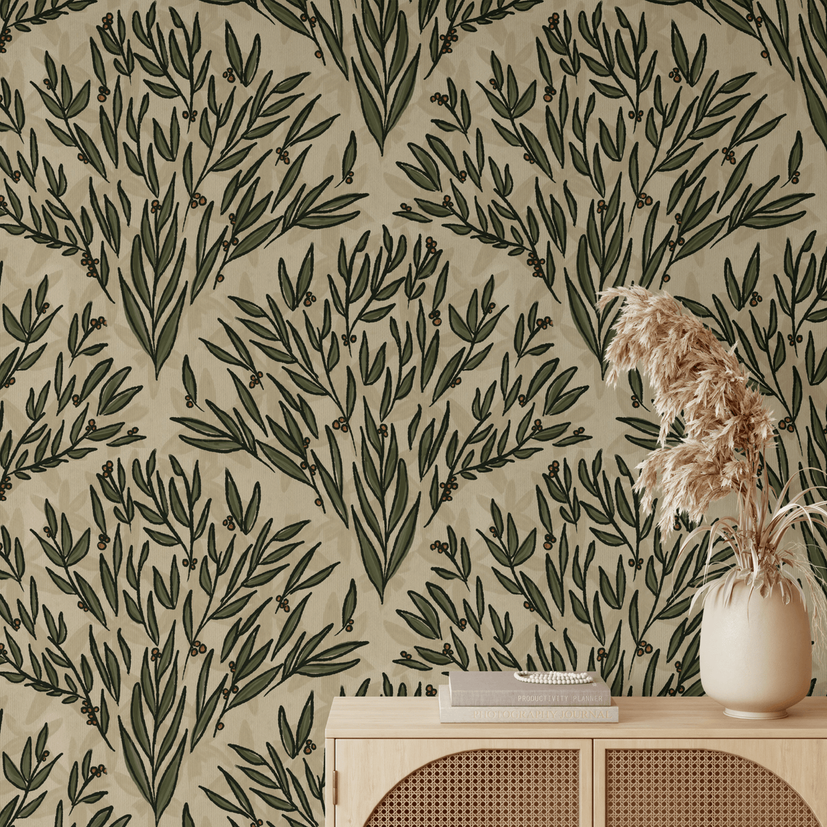 Olive Branch Wallpaper, Peel & Stick and Removable