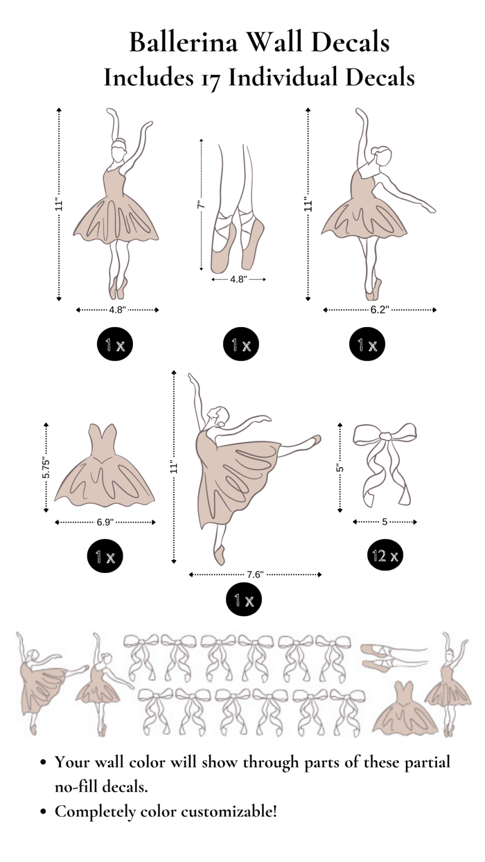 Simple Ballerina Decals (Peel and Stick Decals)