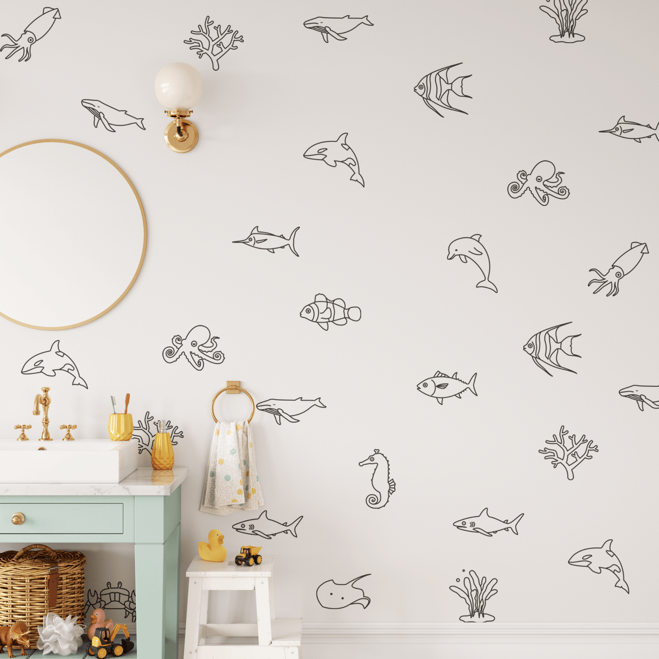 Simple Underwater Wall Stickers (Peel and Stick Decals)