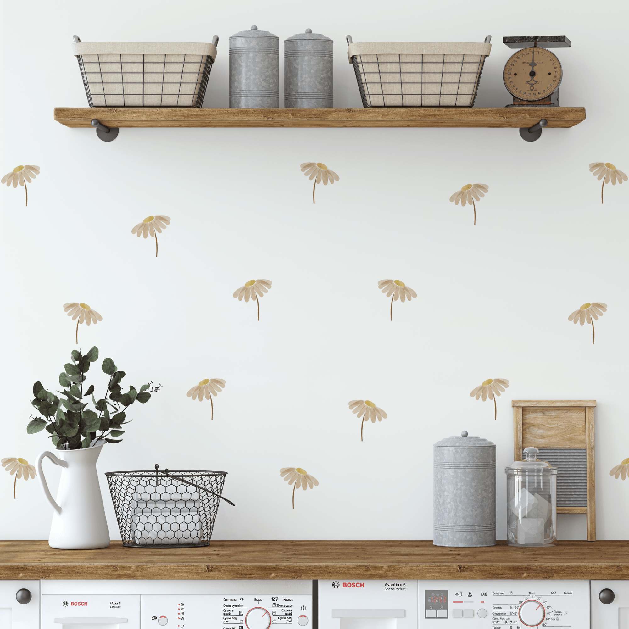 Golden Meadow Tiny Floral Wall Stickers (Peel and Stick Decals)