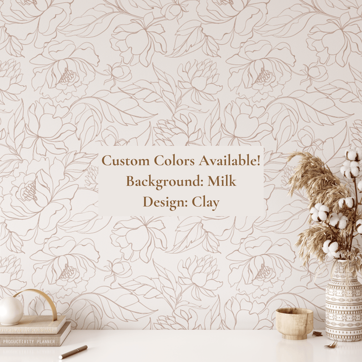Wild Flower Print Peel and Stick Wallpaper (Removable Wall Paper)