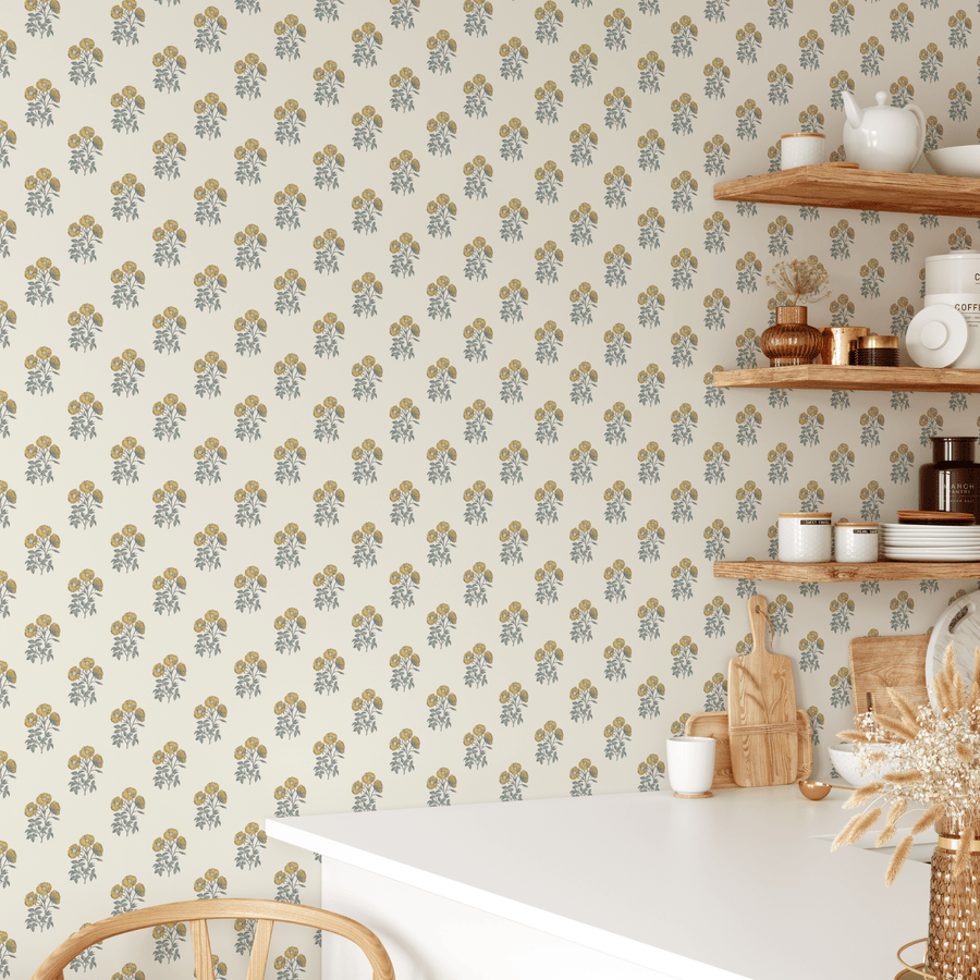 Yellow Block Print Wallpaper