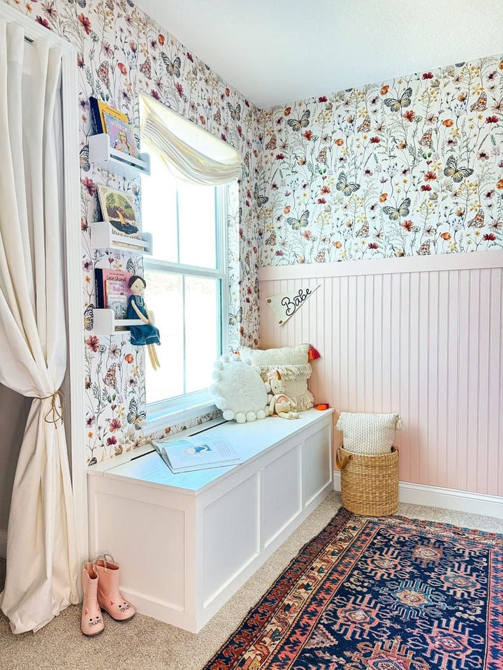 Floral Butterfly Peel and Stick Removable Wallpaper