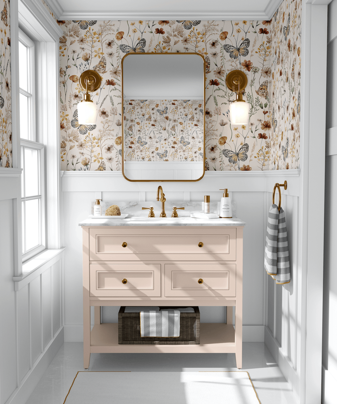 Floral Butterfly Peel and Stick Removable Wallpaper