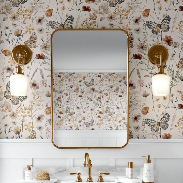 Floral Butterfly Peel and Stick Removable Wallpaper