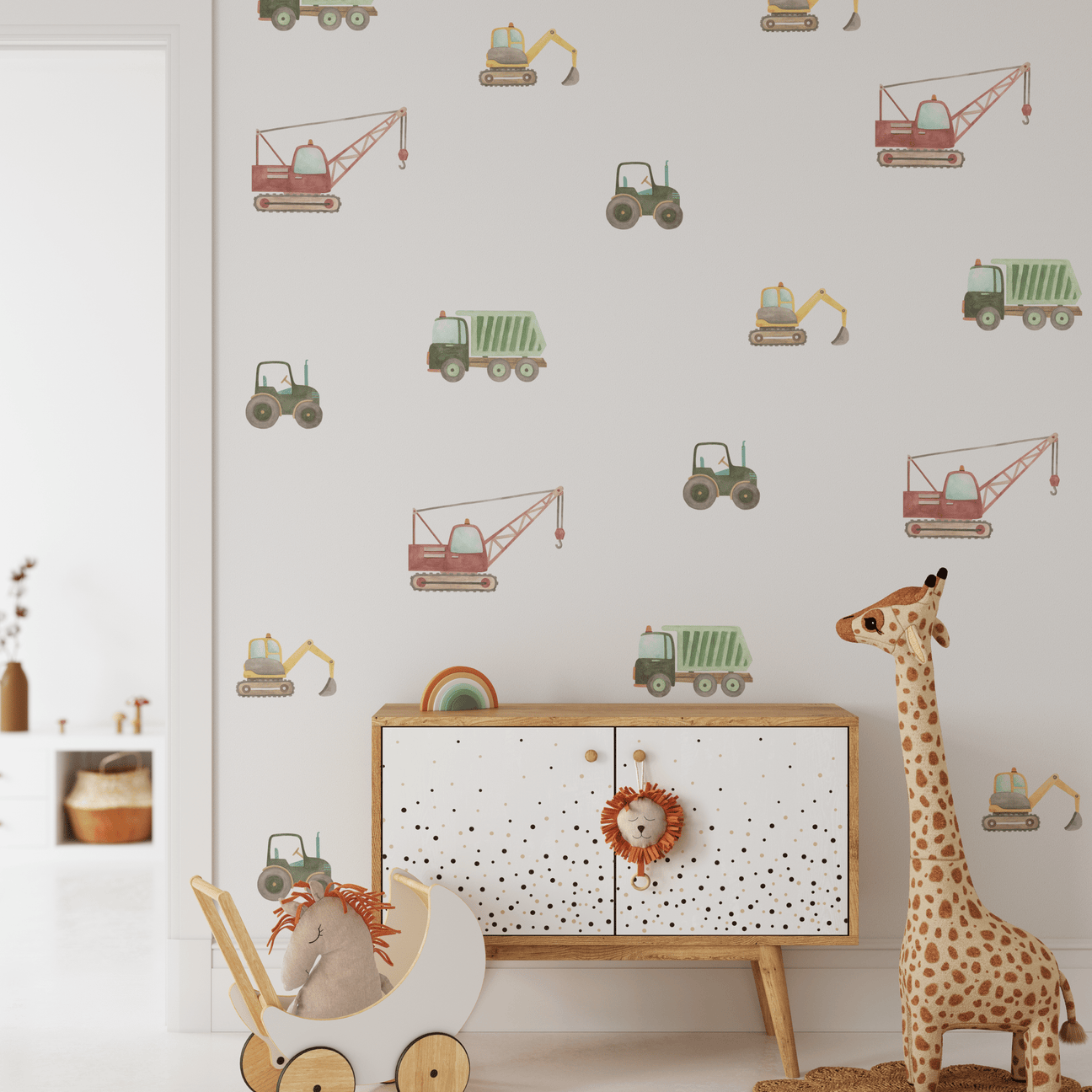 Construction Watercolor Wall Stickers - Removable Decals