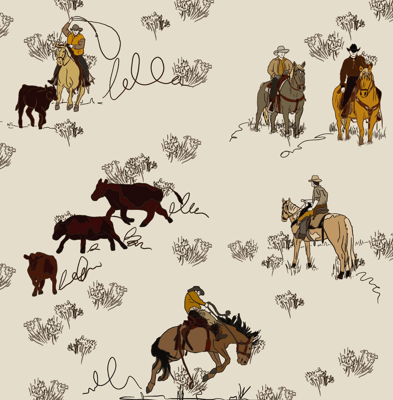 Cowboy Peel and Stick Removable Wallpaper (Western Wallpaper)
