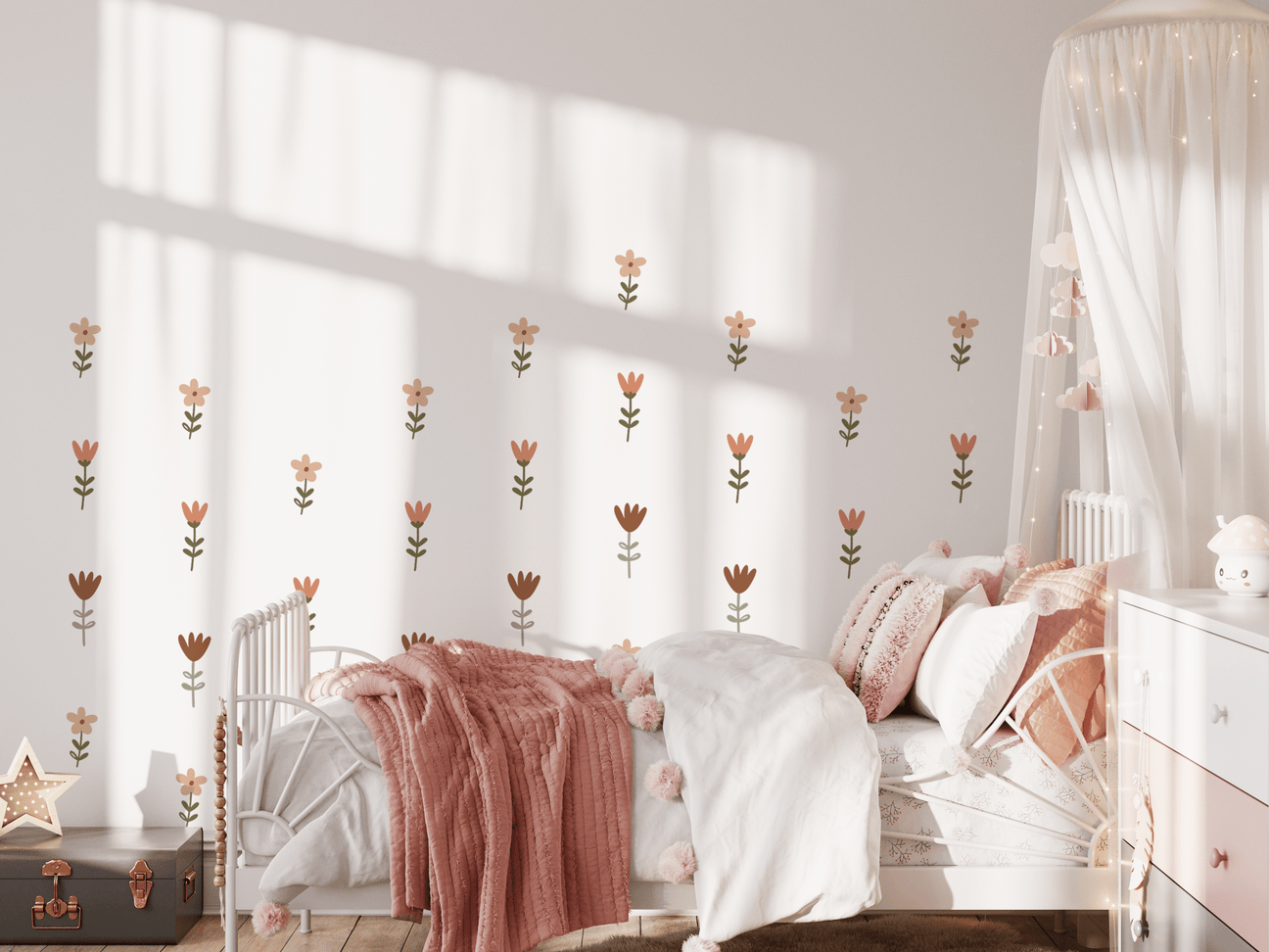 Folk Wildflower Floral Wall Decals