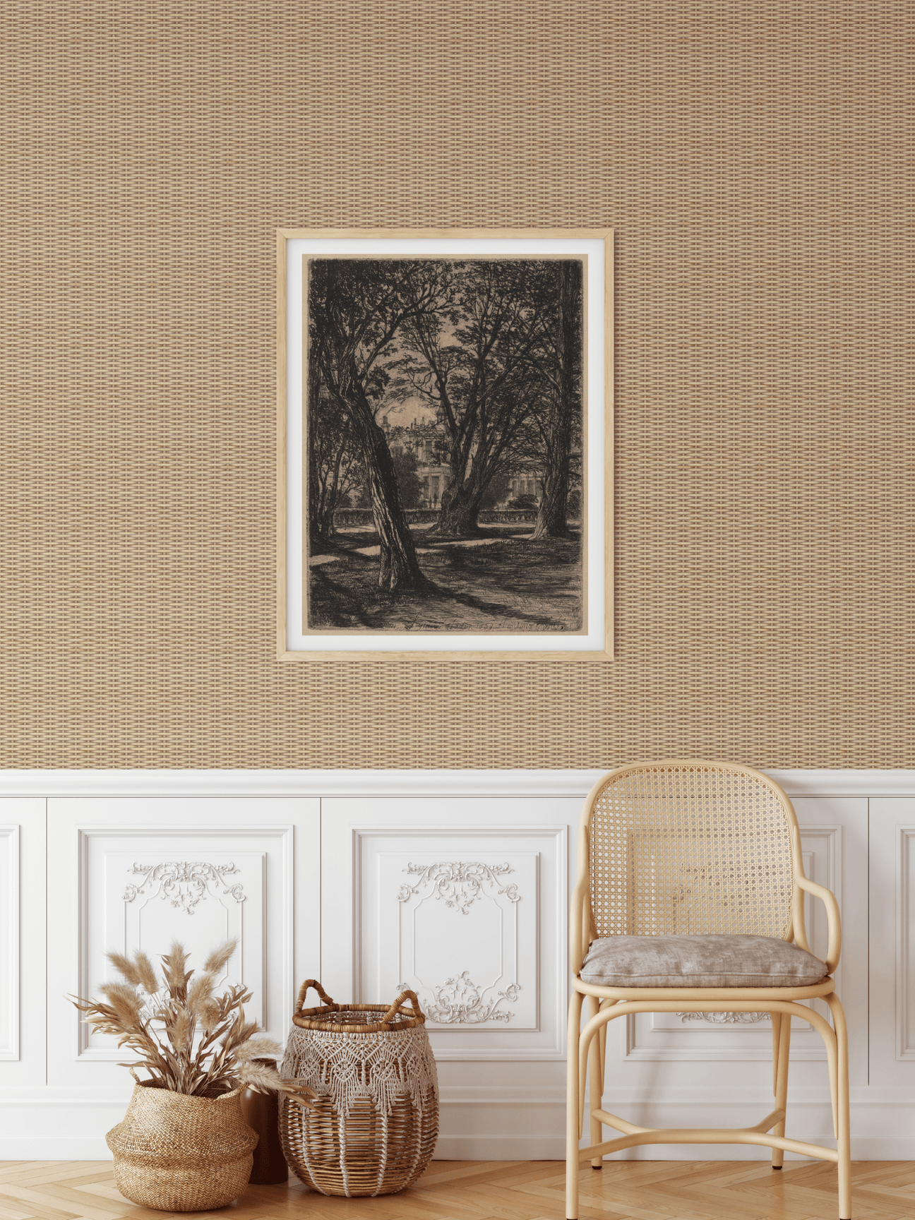 Rattan Weave Style Peel and Stick Wallpaper