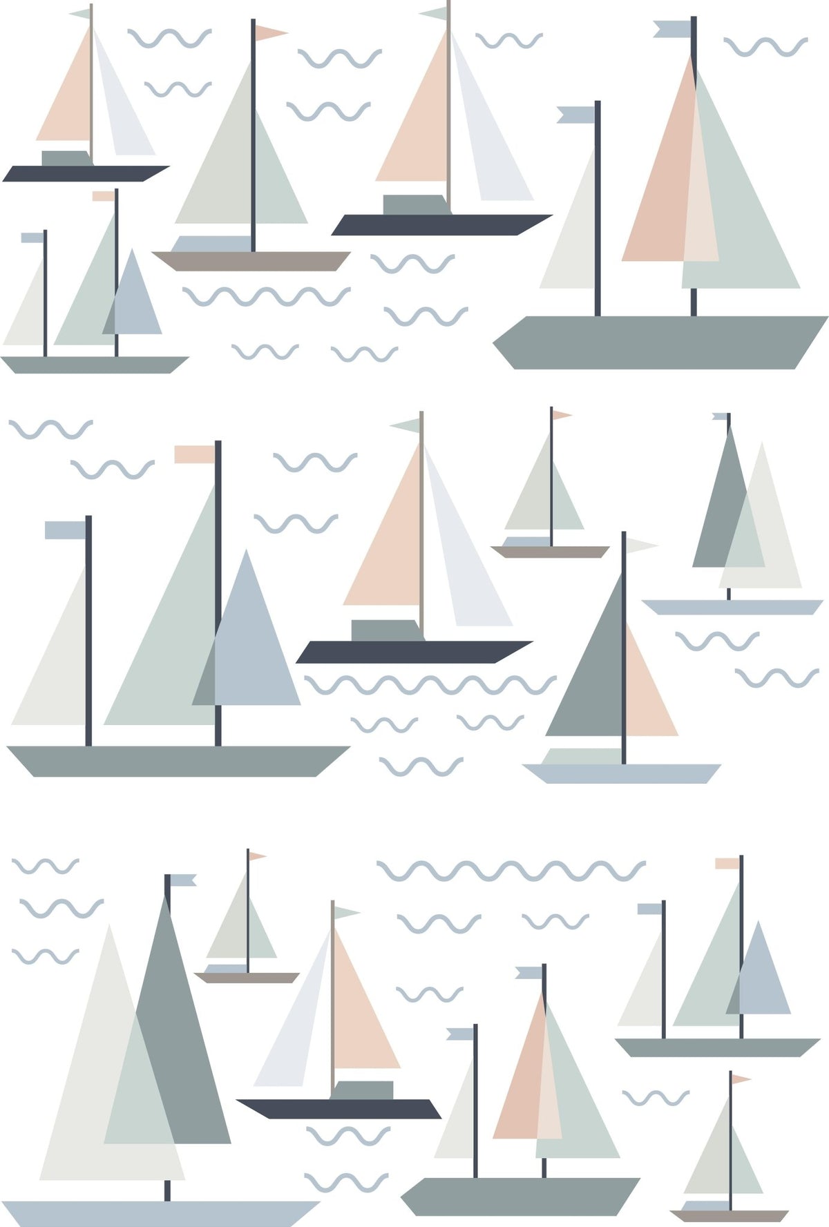 Sailboat and waves Removable Wall Decal Stickers for Home Decor
