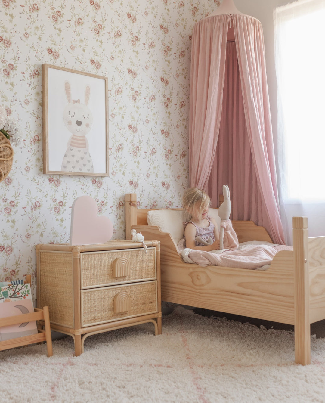 Ivy Cottage Pink Rose Removable Peel and Stick Wallpaper