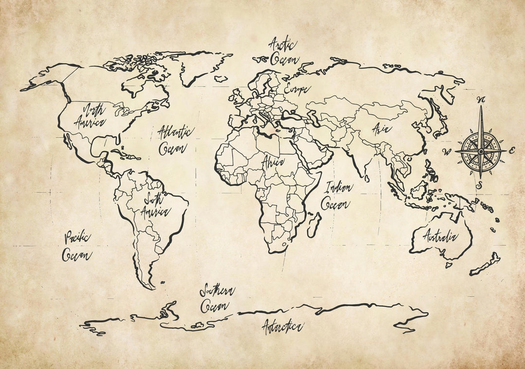 Rustic World Map Wall Decal Sticker