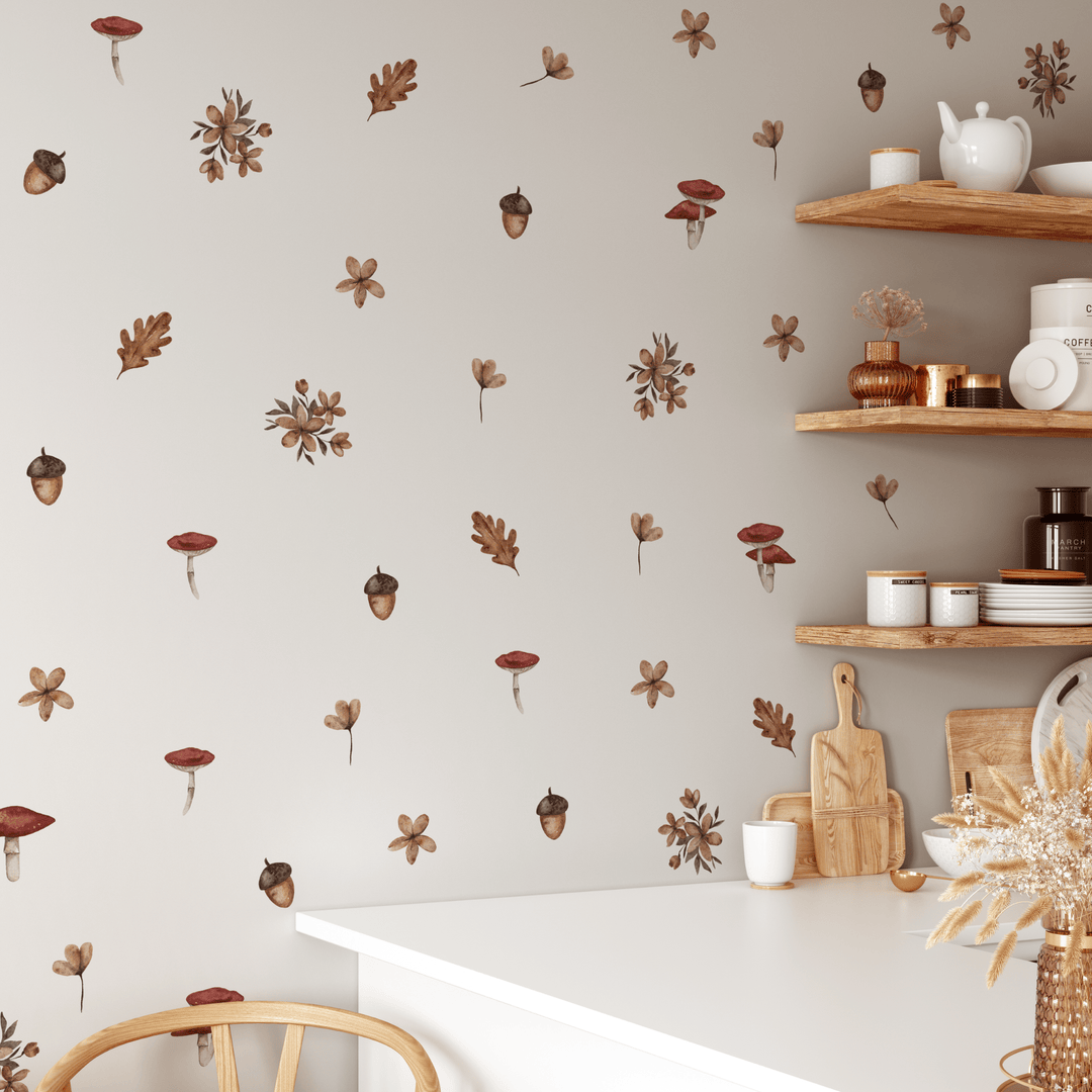 Whimsical Woods Acorn, Mushroom and Floral Wall Decals