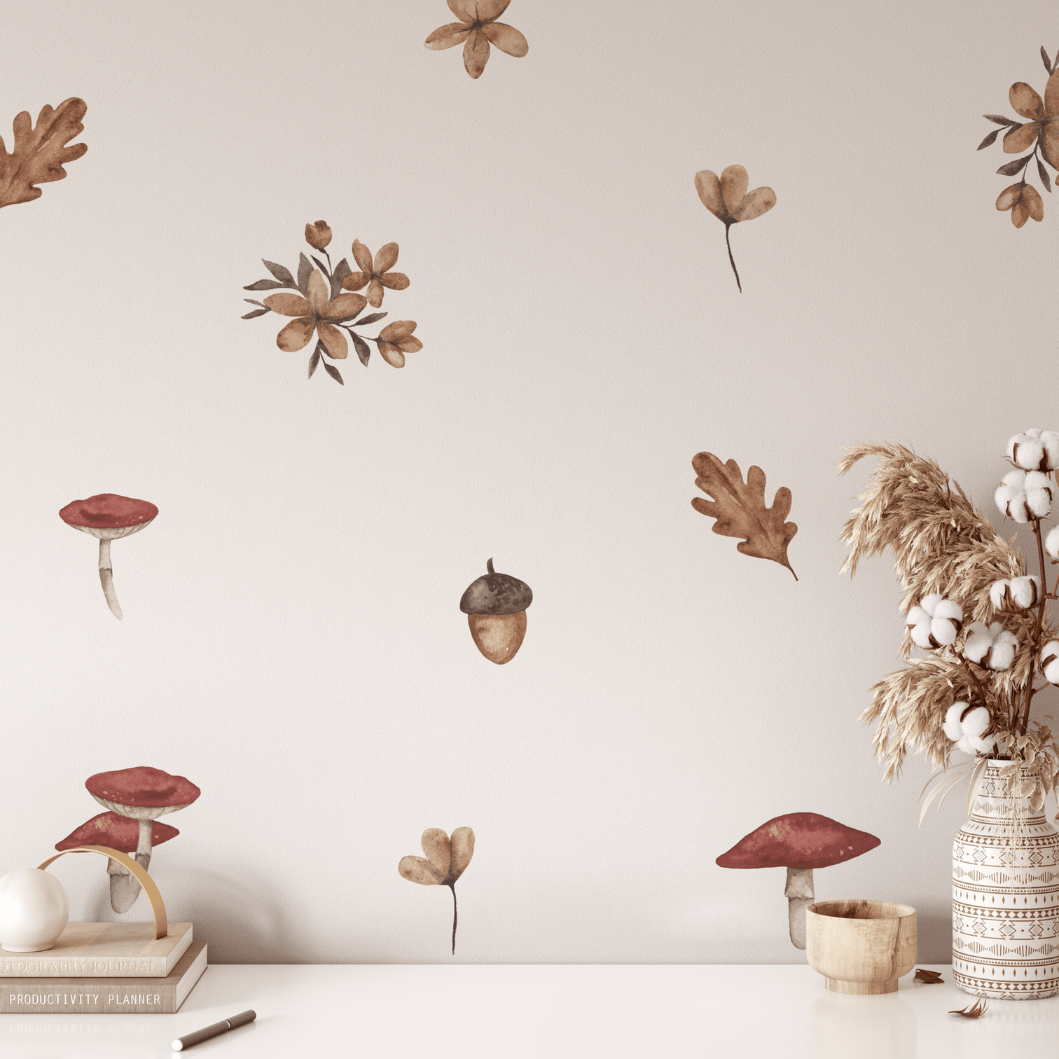 Whimsical Woods Acorn, Mushroom and Floral Wall Decals